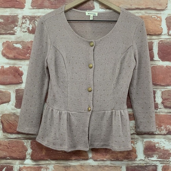 Monteau | Sweaters | Monteau Sweater Womens Dusty Purple Gold Polka Dot ...